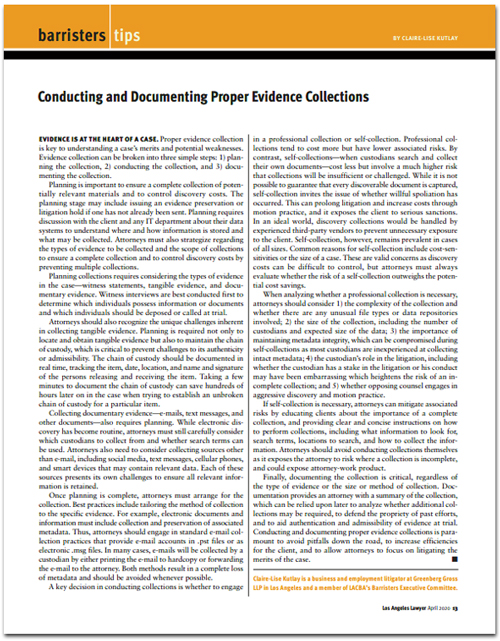 Conducting and Documenting Proper Evidence Collections | Greenberg ...